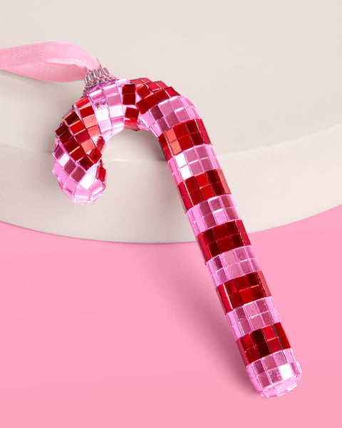Disco Candy Cane Ornament - disco tiled ornament – xo, Fetti