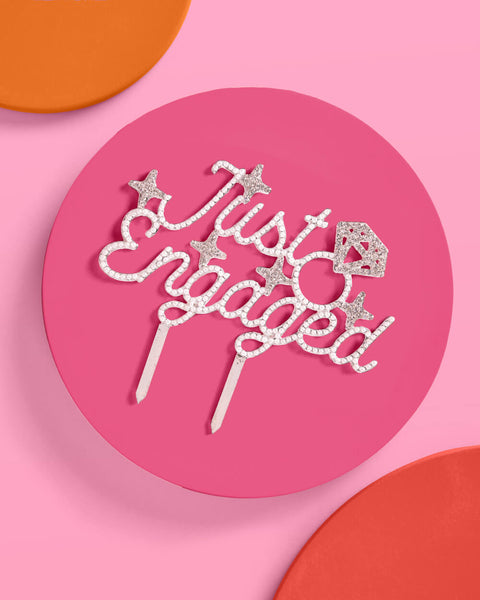 Just Engaged Topper - pearl + crystal cake topper – xo, Fetti