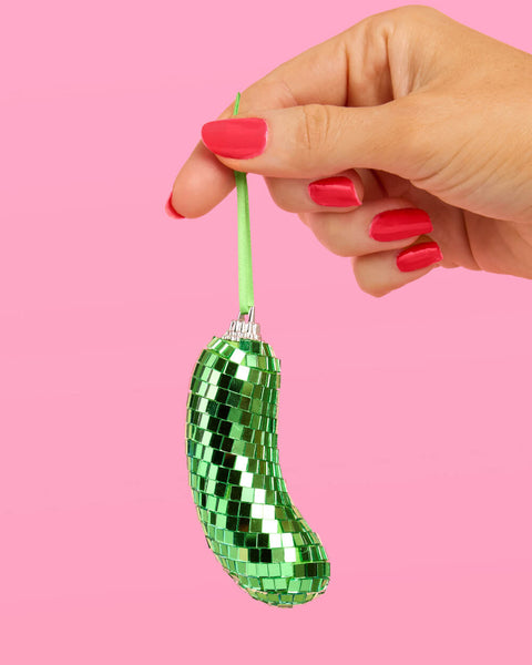 Disco Pickle Ornament - green disco ornament – xo, Fetti
