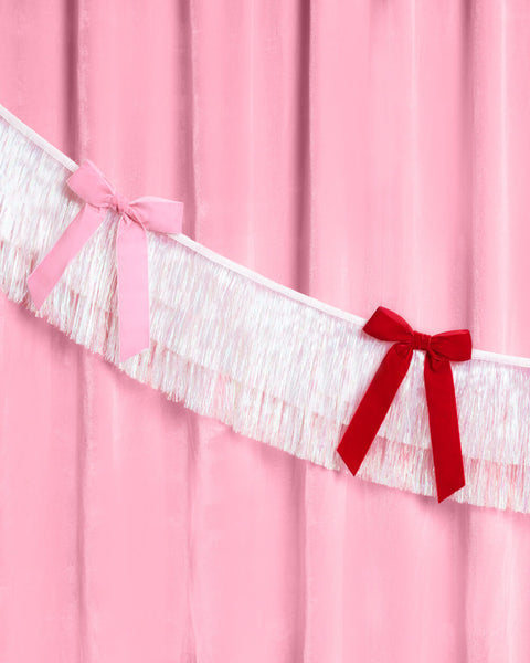 Bow Bliss Banner - layered fringe + velvet bows – xo, Fetti