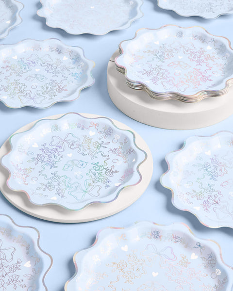 White Shimmer Plates | xo, Fetti