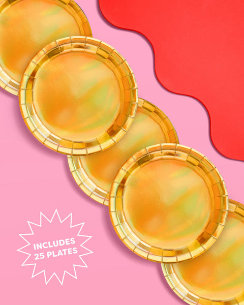 Golden Plates - 25 paper plates | xo, Fetti