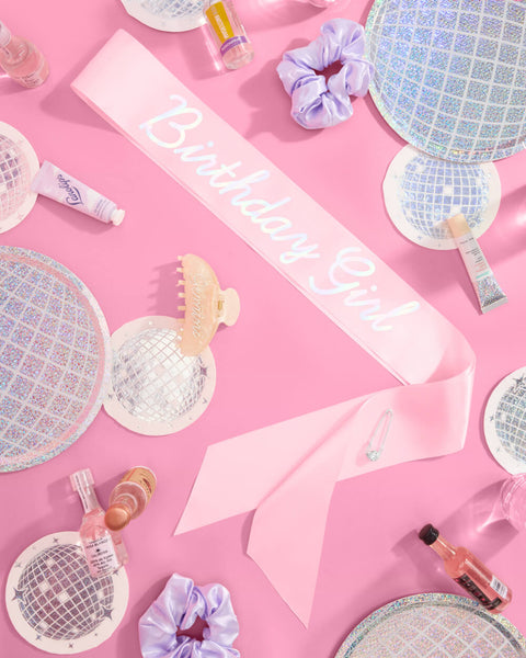 Shimmer Bday Girl Sash - pink and iridescent foil | xo, Fetti