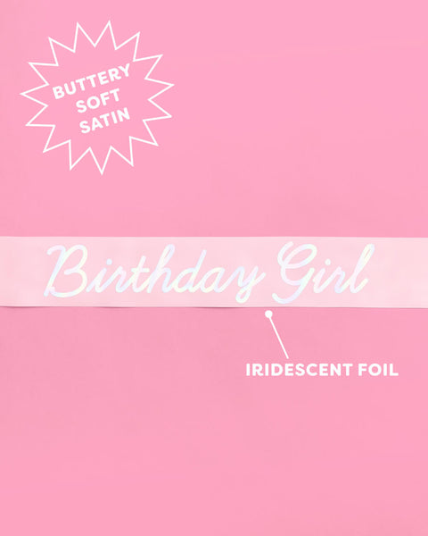 Shimmer Bday Girl Sash - pink and iridescent foil | xo, Fetti