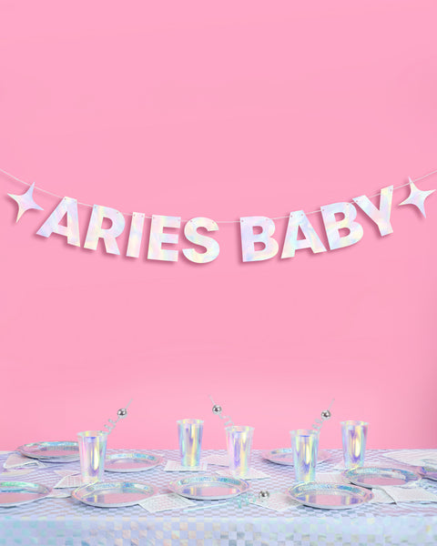Aries Baby Banner - iridescent foil banner | xo, Fetti