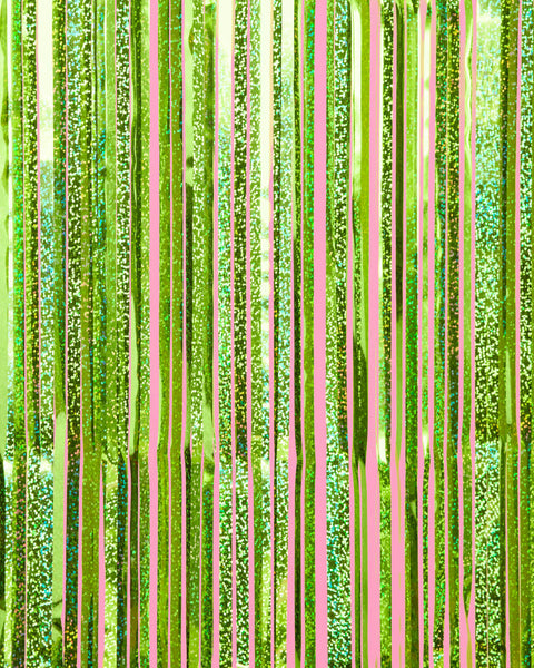 Limelight Curtain - holographic green foil curtain – xo, Fetti