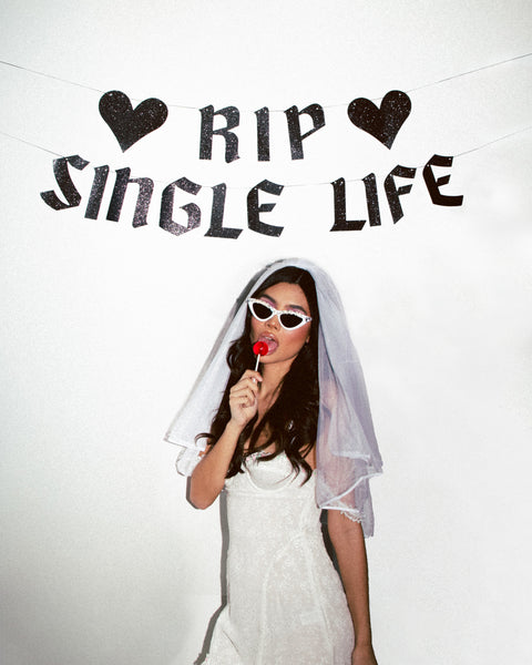RIP Single Life Banner - black glitter banner | xo, Fetti